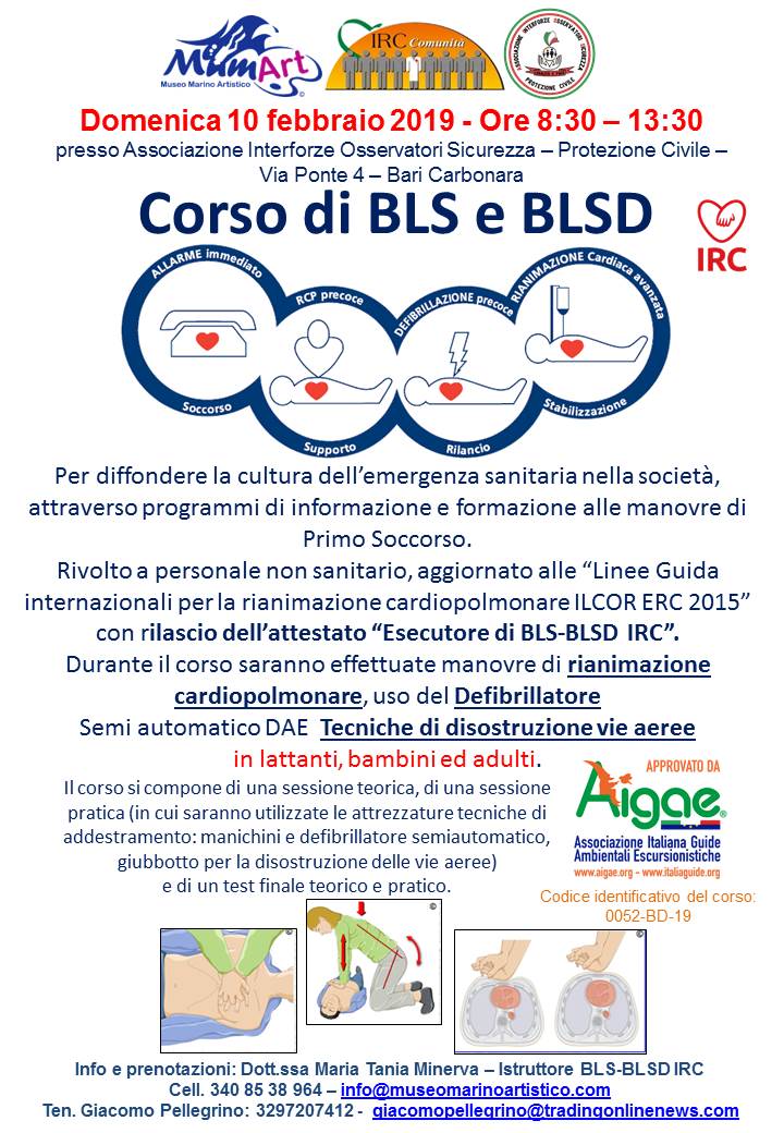 BARI CARBONARA (BA) - Corso di primo soccorso BLS - BLSD - 10.02.2019