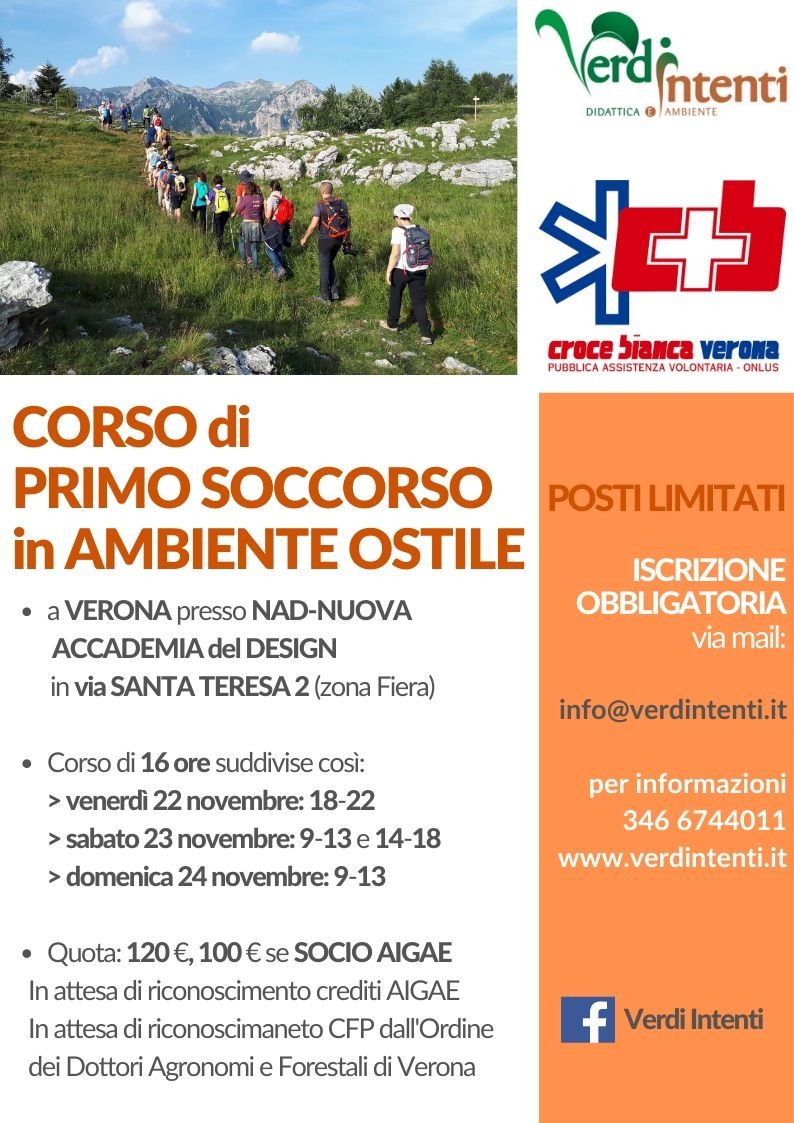 VERONA - Primo soccorso in ambiente ostile - inizio 22.11.2019 VERONA - Primo soccorso in ambiente ostile - inizio 22.11.2019